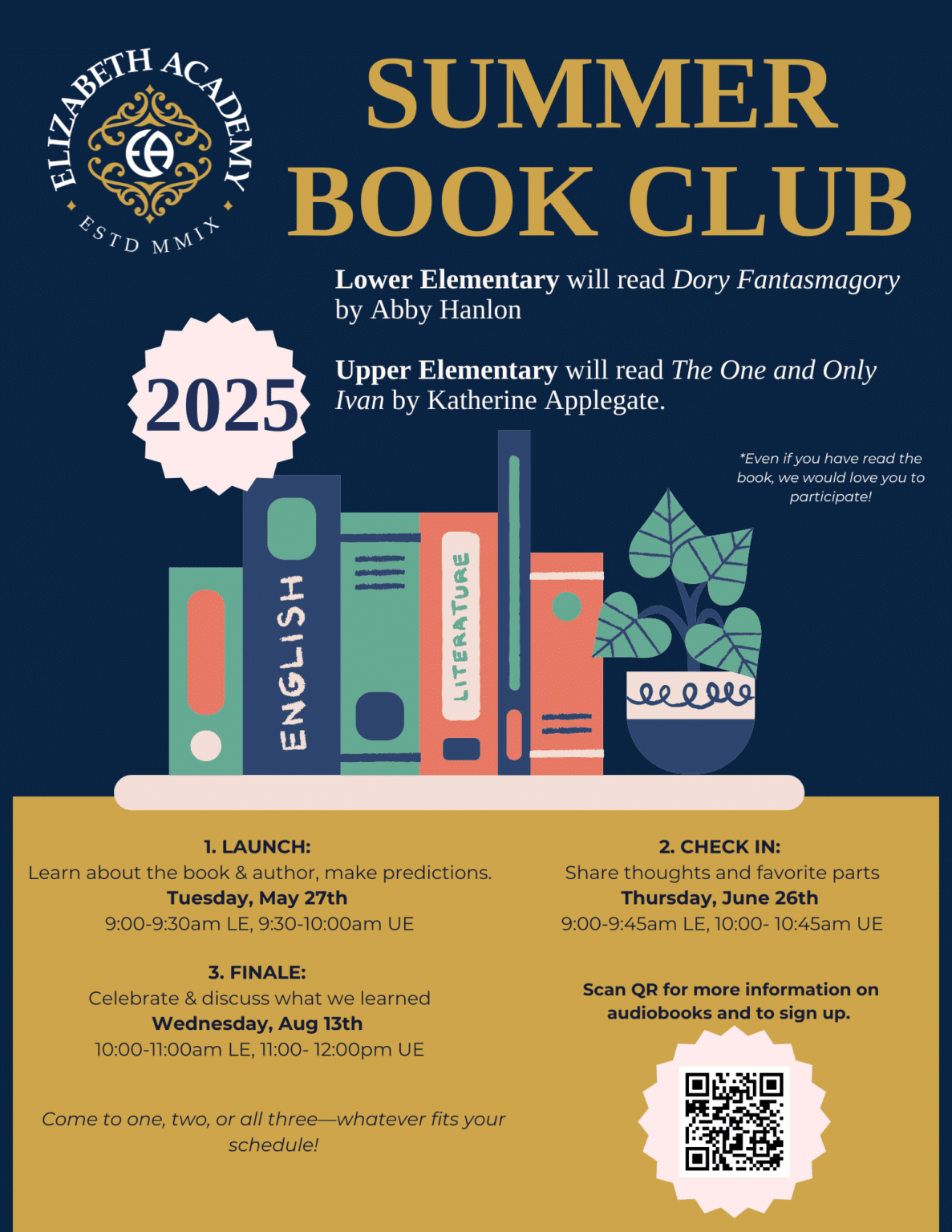 Summer Book Club- Lower Elementary- Check In - Elizabeth Academy